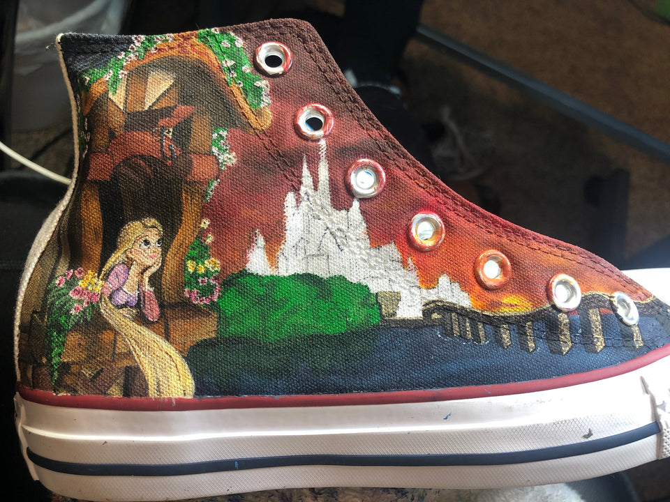 Tangled - Rapunzel Flynn Pascal - Disney - Converse Custom - Hand Pain ...