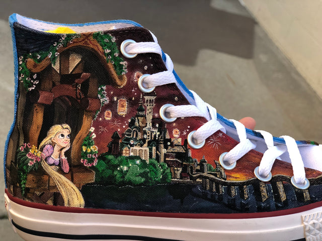 Tangled - Rapunzel Flynn Pascal - Disney - Converse Custom - Hand Pain ...