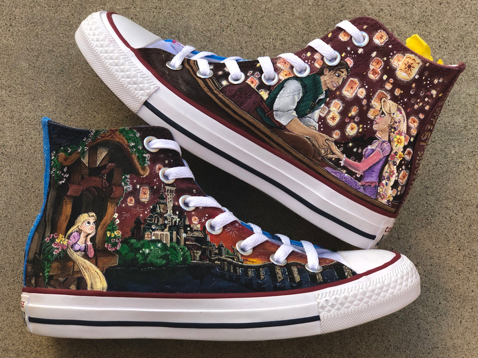 Tangled - Rapunzel Flynn Pascal - Disney - Converse Custom - Hand Pain ...