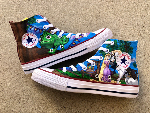 Tangled - Rapunzel Flynn Pascal - Disney - Converse Custom - Hand Pain ...